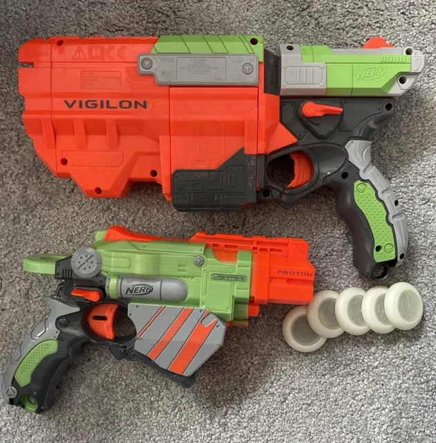 NERF VORTEX VIGILON And Nerf Vortex Proton Pistol Blaster Bundle. + 5 Discs £15.00 - PicClick UK