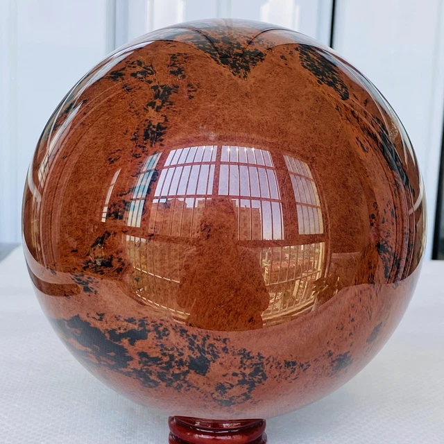 BOULE DE CRISTAL d'acajou rouge naturel obsidienne quartz sphère ...
