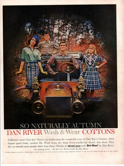 VINTAGE ADVERTISING PRINT ad FASHION Dan River Cotton Autumn Pumpkin ...