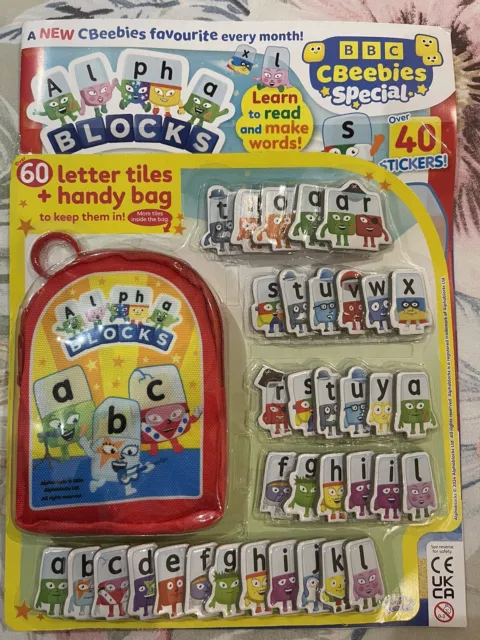 CBEEBIES SPECIAL MAGAZINE Alphablocks Letter Tile With Alphablocks Bag ...