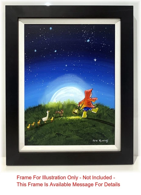 PETE RUMNEY ART Painting Marching Home Under The Stars Moonlight Rabbit ...