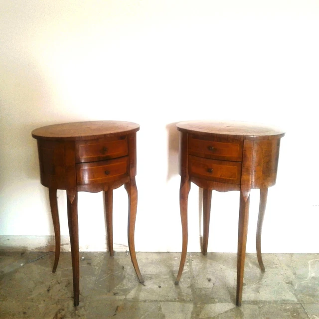 COPPIA TAVOLINI ANTICHI stile veneziano + tavolino legno intagliato EUR ...