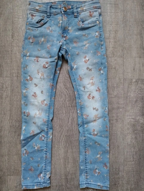 🦊🦌DOPODOPO MÄDCHEN STRETCH-JEANS,WALDTIERE,GR.128/7-8 J.,Fuchs 🦊 Igel 🦔 ...
