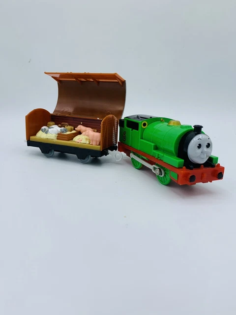 THOMAS & FRIENDS Motorized Trackmaster Percy 6 With See Inside Farm Car ...