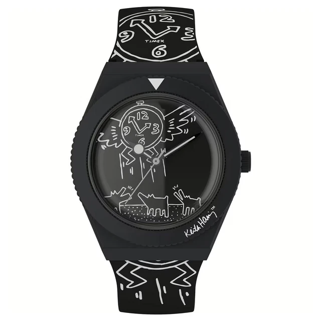 Q TIMEX X Keith Haring Designer Art Limited Edition Black 38mm Watch ...