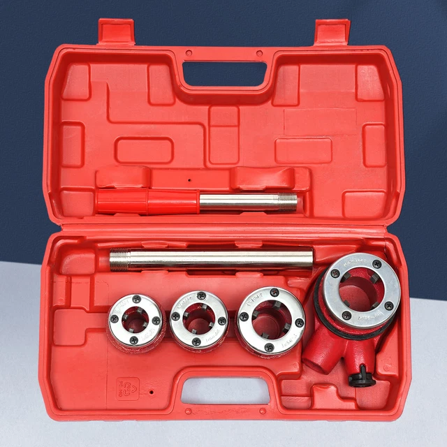 RED PIPE THREADER RATCHET TYPE WITH 4 DIES +PIPE CUTTER PLUMBING HAND ...