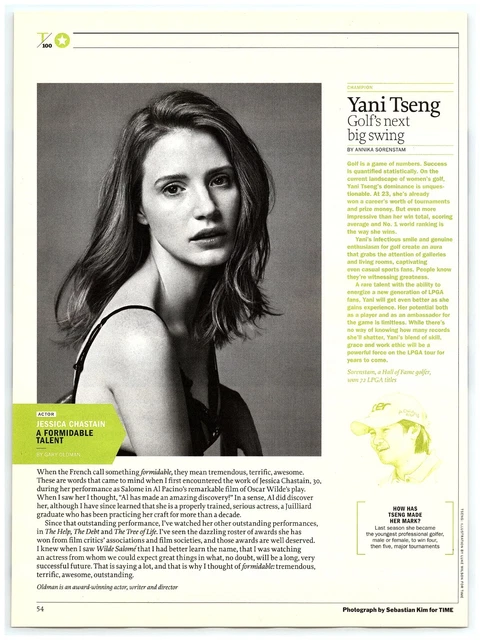 JESSICA CHASTAIN PAGE magazine CELEBRITY CLIPPING photo article Actor ...