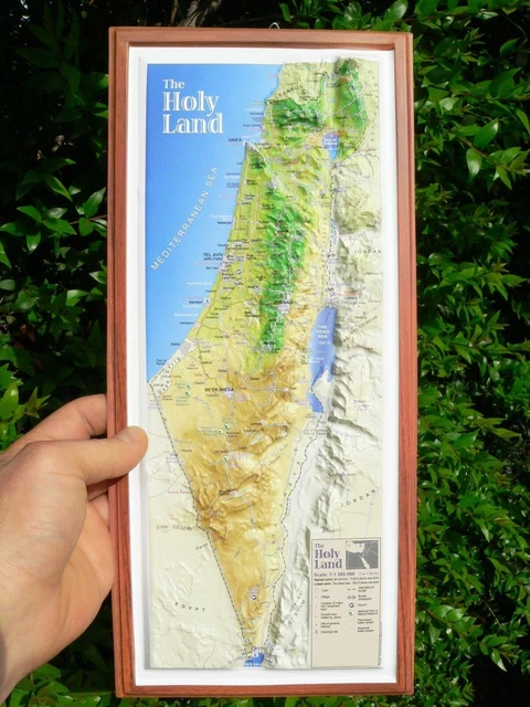 HOLY LAND 3-D Topographic Wall MAP Jesus Christ 15" Israel Christian ...