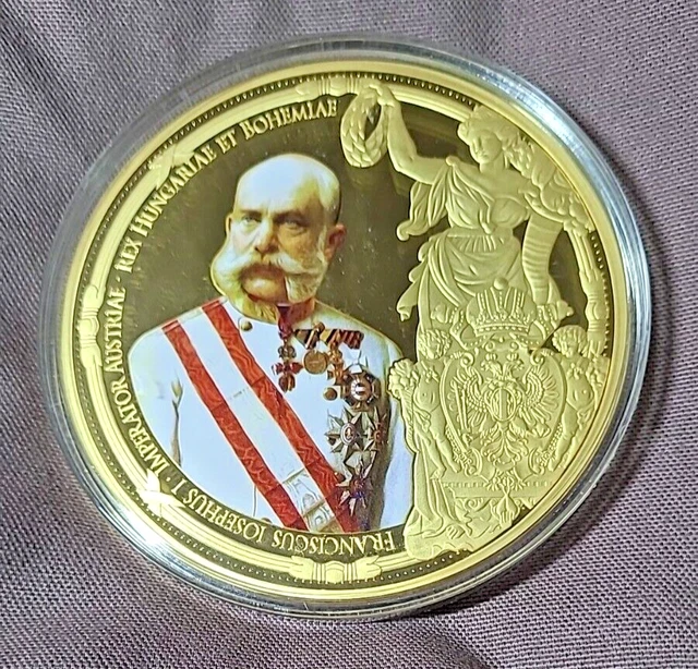 (G3/96)KAISER FRANZ JOSEPH I. Medaille Giganten Münze Cu vergoldet PP ...