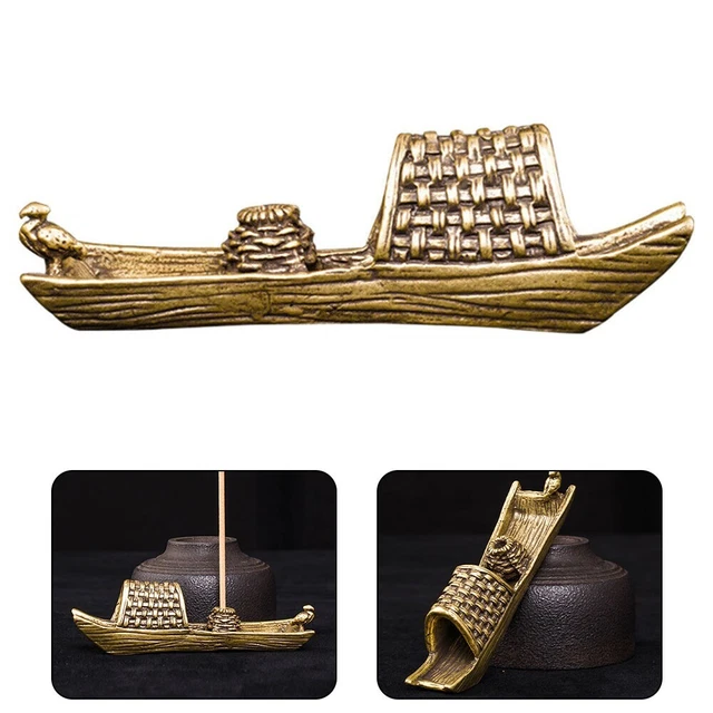 VINTAGE MINIATURE NAVIRE de p??che statue laiton ornement de bureau d??coration EUR 19,87 ...