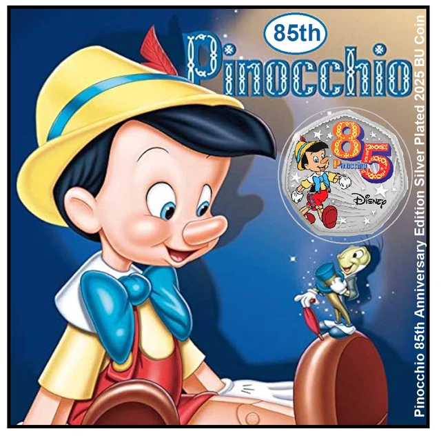 PINOCCHIO 85TH ANNIVERSARY Edition Silver Plated 2025 BU Coin, Great ...