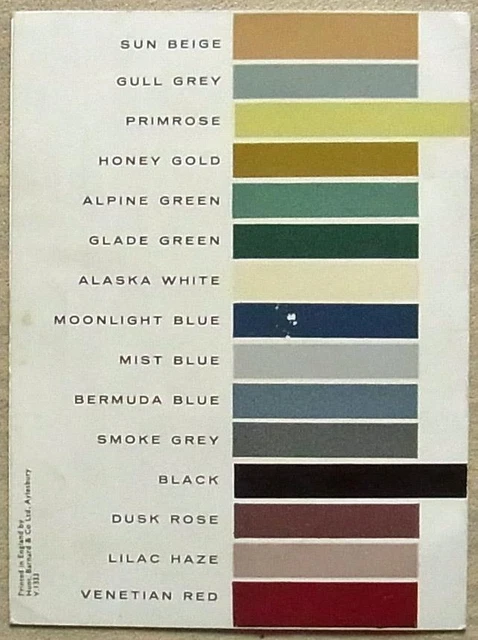 VAUXHALL COLOURS & Price List Chart Aug 1961 #V.1333 VICTOR VX 4/90 ...