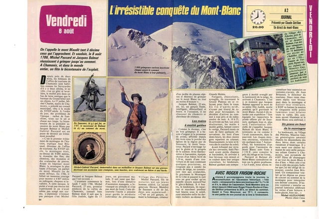 COUPURE DE PRESSE Clipping 1986 La Conquête du Mont Blanc (2 pages) EUR 5,00 - PicClick FR