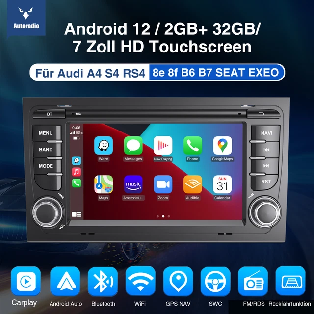 CARPLAY ANDROID 12 Autoradio GPS NAV WIFI Für Audi A4 S4 RS4 B6 B7 8H SEAT EXEO EUR 174,99 ...