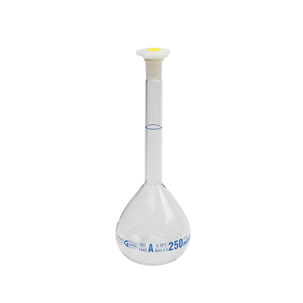 250ML VOLUMETRIC FLASK, Class A, Borosilicate Glass (GLASSCO) *Free P&P ...