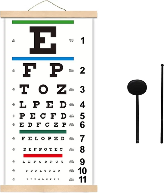 EYE CHARTS FOR Eye Exams 20 Feet, Snellen Eye Chart with Wooden Frame ...
