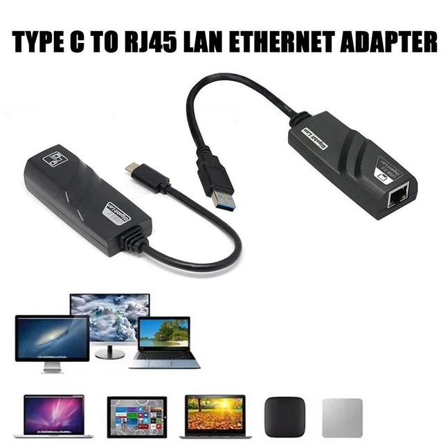 ADAPTATEUR RÉSEAU LAN Ethernet Gigabit type-c 1000 Mbps USB-C vers RJ45. п⭐ EUR 7,63 - PicClick FR