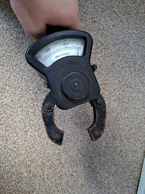 VINTAGE CROMPTON PARKINSON Tong Test Clamp Ammeter Ampere Amp Meter Set ...