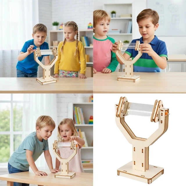 TRIANGULAR PRISM WOODEN Stand Set Light Reflection Demonstrations Tool ...