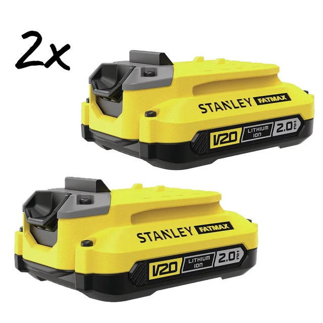 PACK OF 2/1 Genuine Stanley FatMax V20 SFMCB202-XJ 18V 2Ah Li-Ion Battery 2.0Ah £18.99 - PicClick UK