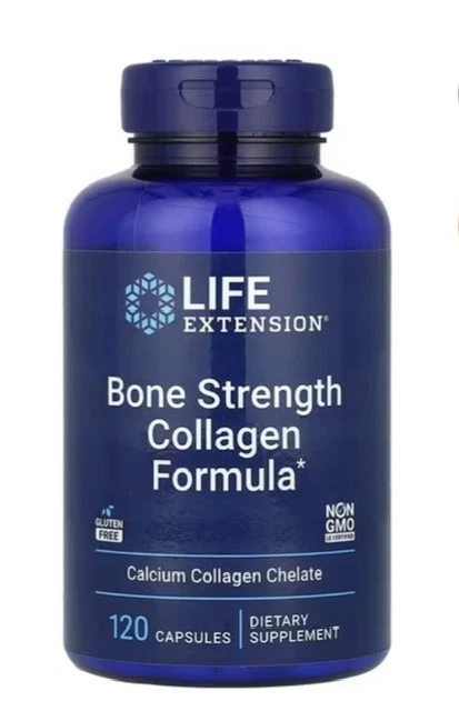 LIFE EXTENSION BONE strength collagen formula 120 capsules, calcium, D3 ...