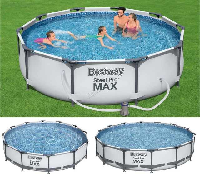 BESTWAY STEEL PRO Frame Swimming Pool Set Round Above Ground With ...
