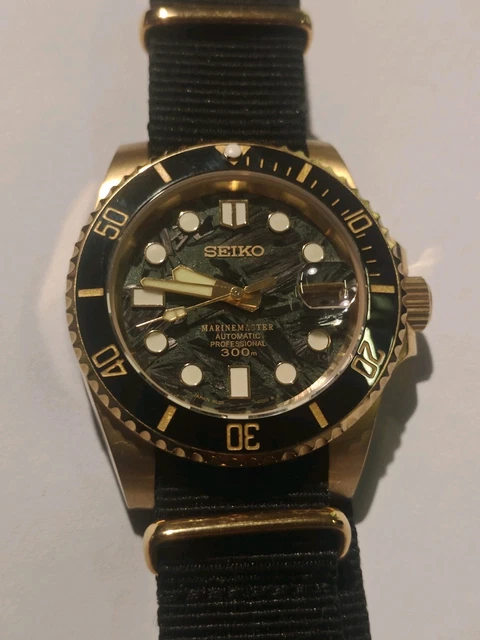 CUSTOM SEIKO METEORITE Dial Gold 40mm Dive Watch £135.92 - PicClick UK