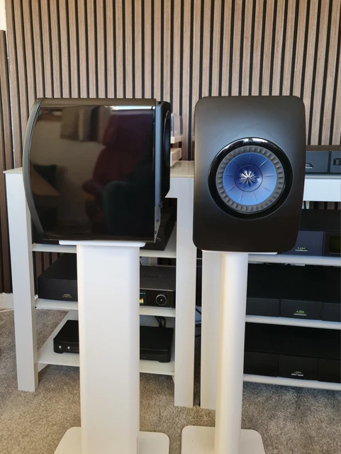 KEF LS50 WIRELESS Gloss Black/Blue Mint. Cables & original box Superb ...