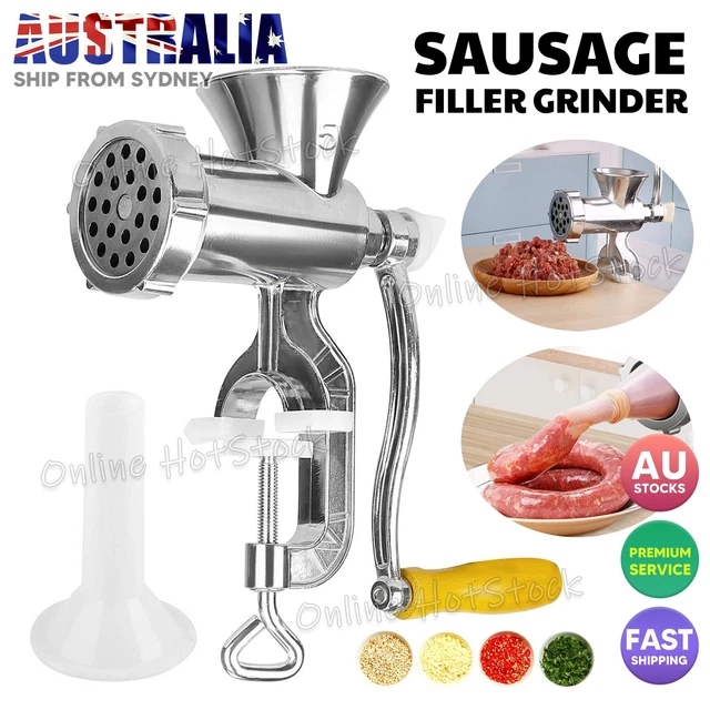 MANUAL KITCHEN MEAT Grinder Mincer Stuffer Table Hand Sausage Filler ...