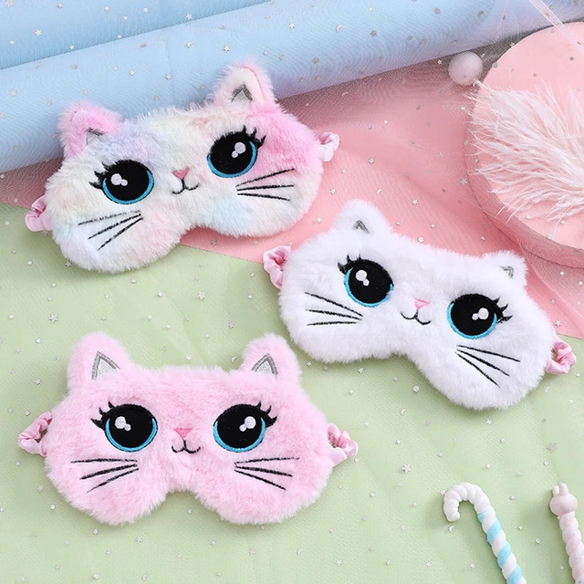 EYE MASK PLUSH Sleep Blindfold Cartoon Cat Sleep Eye Cover Kids Eye ...