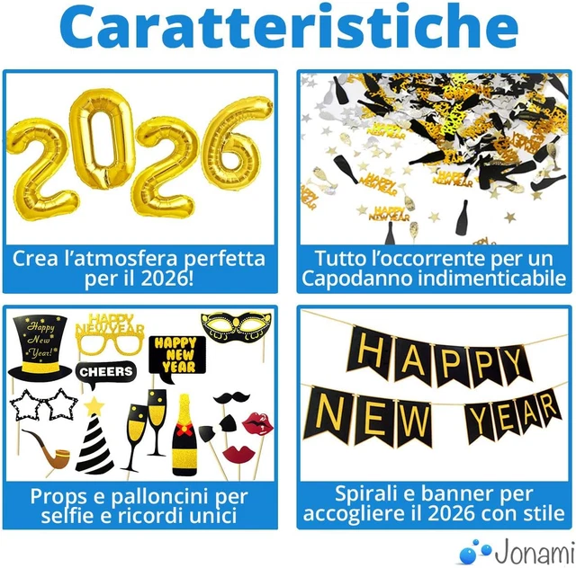 DECORAZIONI CAPODANNO 2026 – Festone Di Buon Anno Happy New Year ...