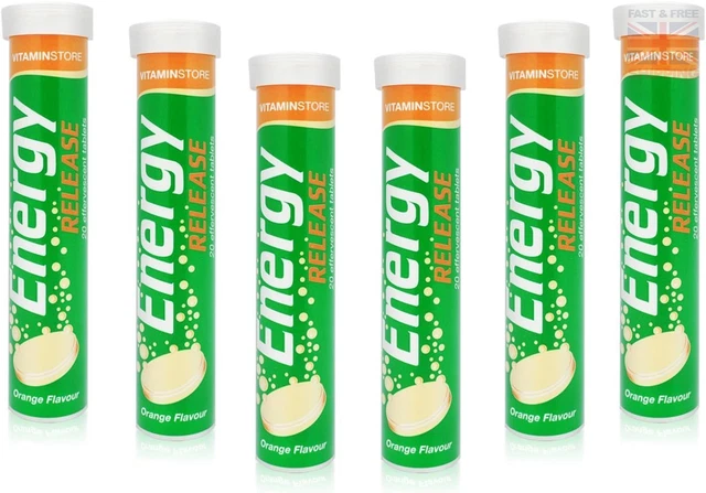 120 VITAMIN ENERGY Boost Effervescent Tablets ORANGE Flavour *6 Packs ...