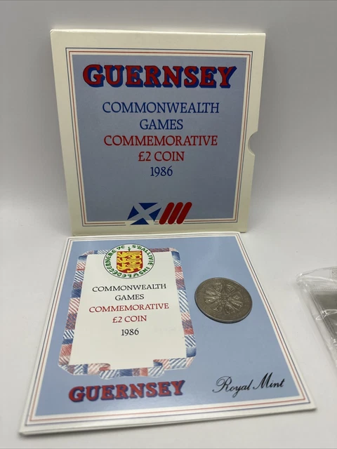 ROYAL MINT BU 1986 Guernsey Coin Commonwealth games £2 2 Pound (Ab2583411/14/Lb1 $50.00 ...