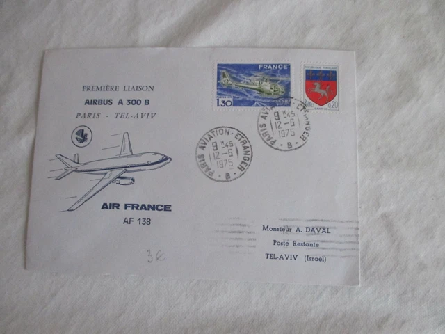 1975 LETTRE Par Avion Premiere Liaison Airbus A 300 B Paris Tel Aviv Israel EUR 3,00 - PicClick FR