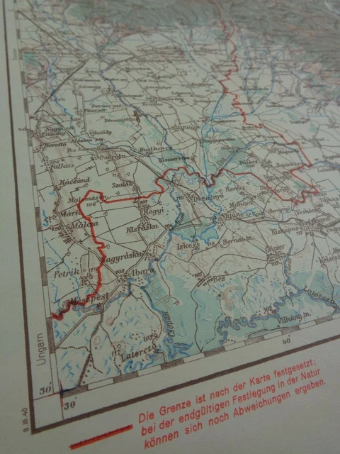 WW2 THIRD REICH map of HUNGARY, SLOVAKIA & POLAND entitled "UNGVAR ...