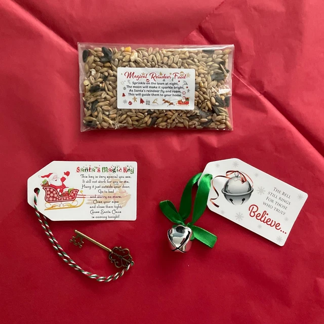 CHRISTMAS EVE PACK 🎅Santas magic key🔔believe bell🦌Reindeer Food £4.91 ...