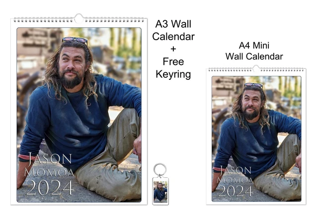 JASON MOMOA 2024 A3 A4 Wall Office Calendar + Free Key Ring £16.20 - PicClick UK