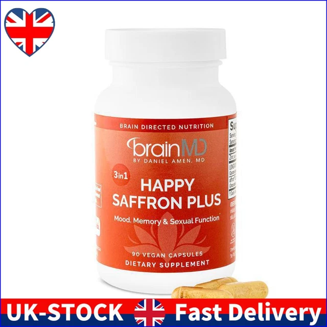 HAPPY SAFFRON PLUS 90 Capsules Saffron Extract for Mood and Memory ...