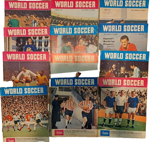 WORLD SOCCER MAGAZINE 1966 Full set January to December 1966 12 issues ...