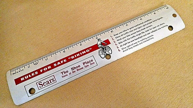 SEARS RULER SHOE Place Home Winner Gym Shoe Steel Rules Safe Biking 10 ...