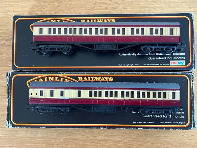 OO MAINLINE BOXED ex LMS 57' composite & brake coaches BR(M) Red ...