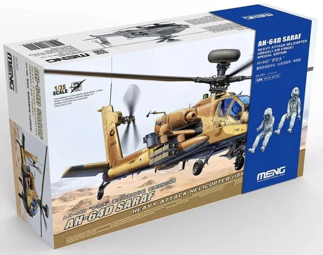 MENG-MODEL QS-005S AH-64D Saraf Heavy Attack Helicopter Israeli AF + 2 Pilots EUR 69,99 ...