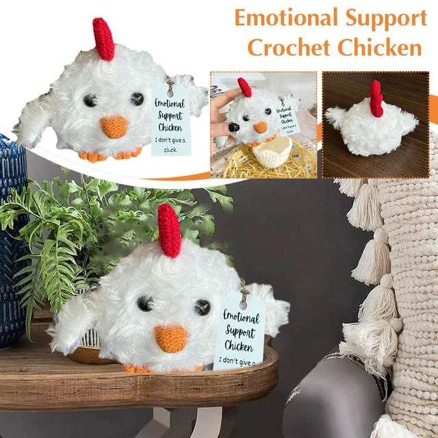 HANDMADE CROCHETED EMOTIONAL Support Plush Chicken with Positive Card ...