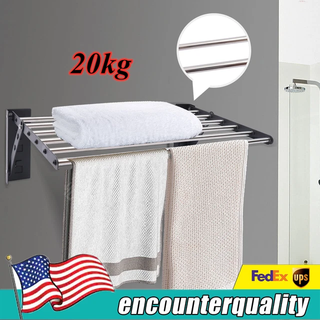 WALL MOUNTED CLOTHES Drying Rack Laundry Holder Shelf Folding Dryer ...