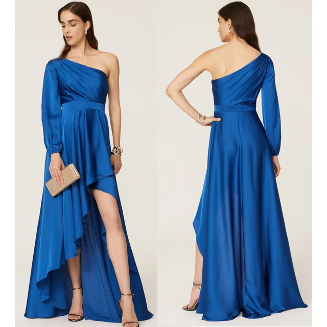Nwt Mac Duggal High Low One Shoulder Flowy Gown In Cobalt Size 20