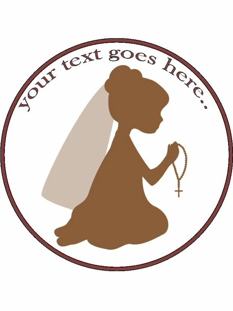 FIRST HOLY COMMUNION Cross personalised Edible cake Topper Round Wafer ...