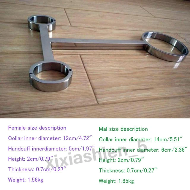 T STAINLESS STEEL Neck-Wrist Handcuffs Body Pillory Restraints Shackle ...