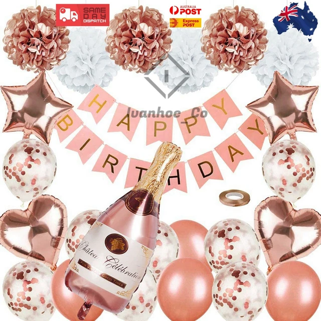 ULTIMATE ROSE GOLD Birthday Pack Happy Birthday Confetti Balloons Party ...