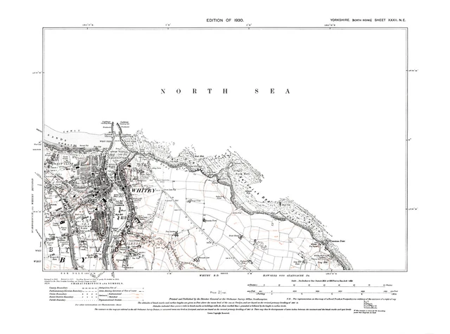 OLD MAP OF Whitby, Yorkshire -1930 - Repro 32 NE £18.99 - PicClick UK