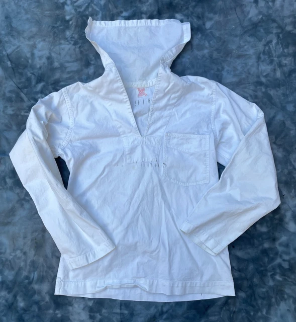 VINTAGE US NAVY Uniform White Cracker Jack Sailor Shirt Stamped Names £ ...